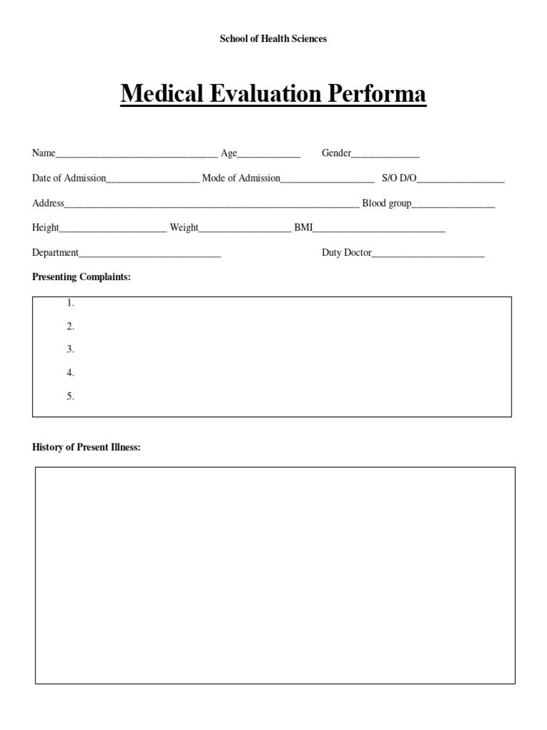 Medical Performa | PDF | Health Sciences | Human Diseases And Disorders