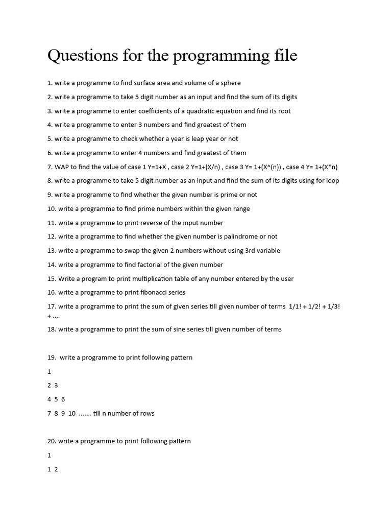 Questions For File | PDF | Matrix (Mathematics) | Numbers