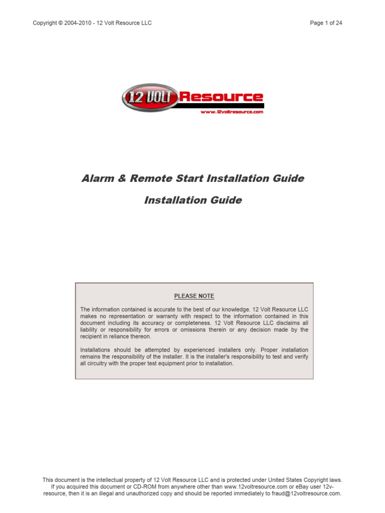 Alarm & Remote Start Installation Guide | PDF