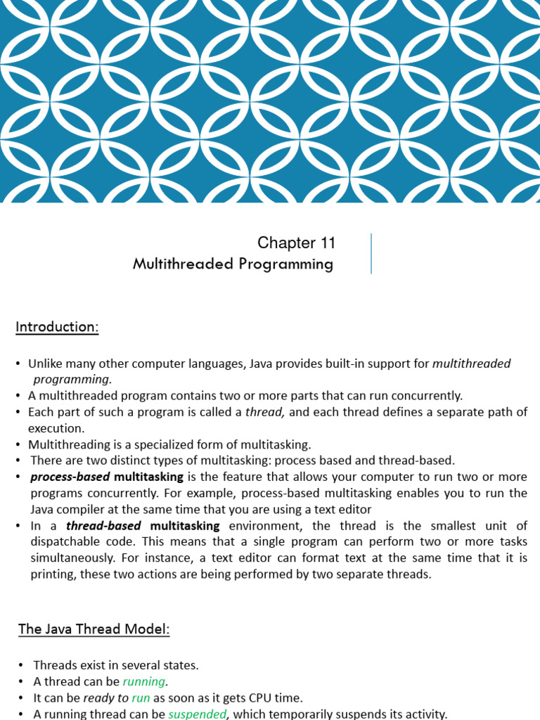 Chapter 11 | PDF | Thread (Computing) | Method (Computer Programming)