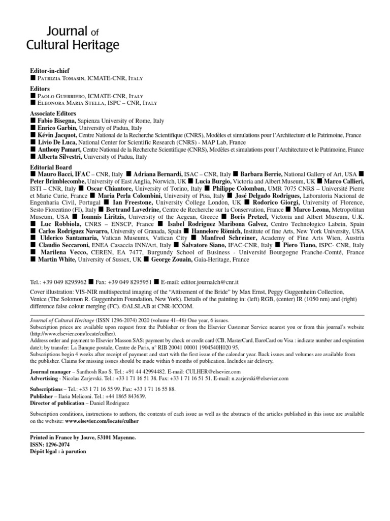 Editorial Board of Cultural Heritage Journal | PDF | Payments