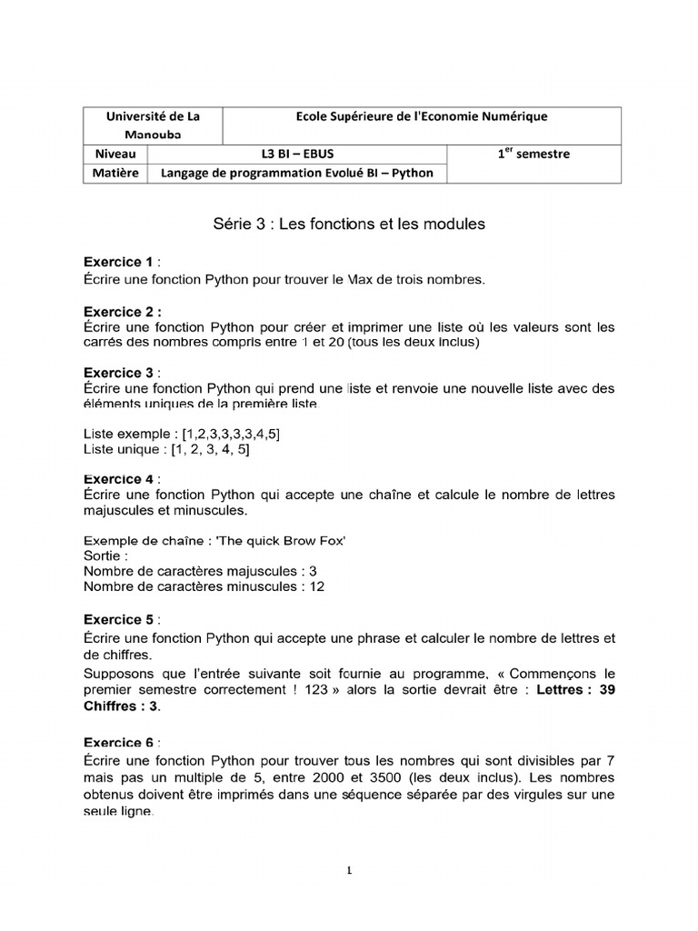 TD3 - Les Fonctions Et Les Modules en Python | PDF