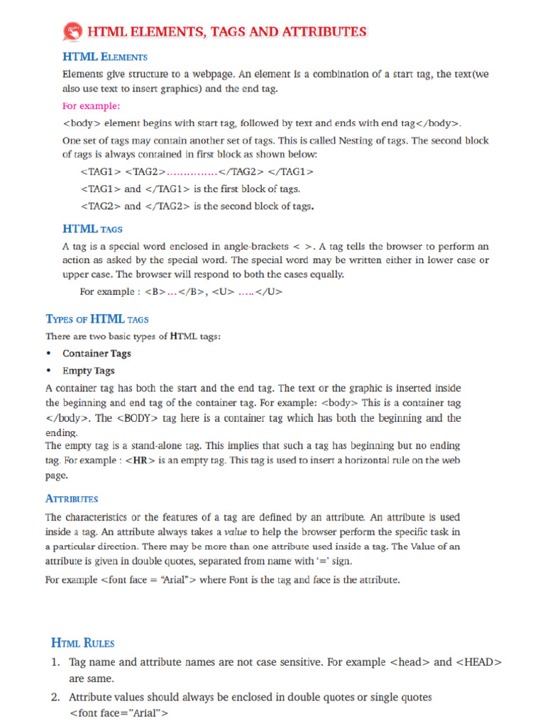 HTML NOTES - Basic | PDF