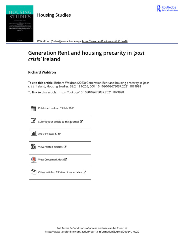 Generation Rent and Housing Precarity in Post Crisis Ireland | PDF ...