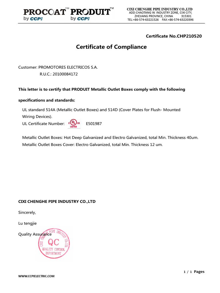 Certificado Conformidad - Espesor Galvanizado PRODUIT | PDF | Technology & Engineering