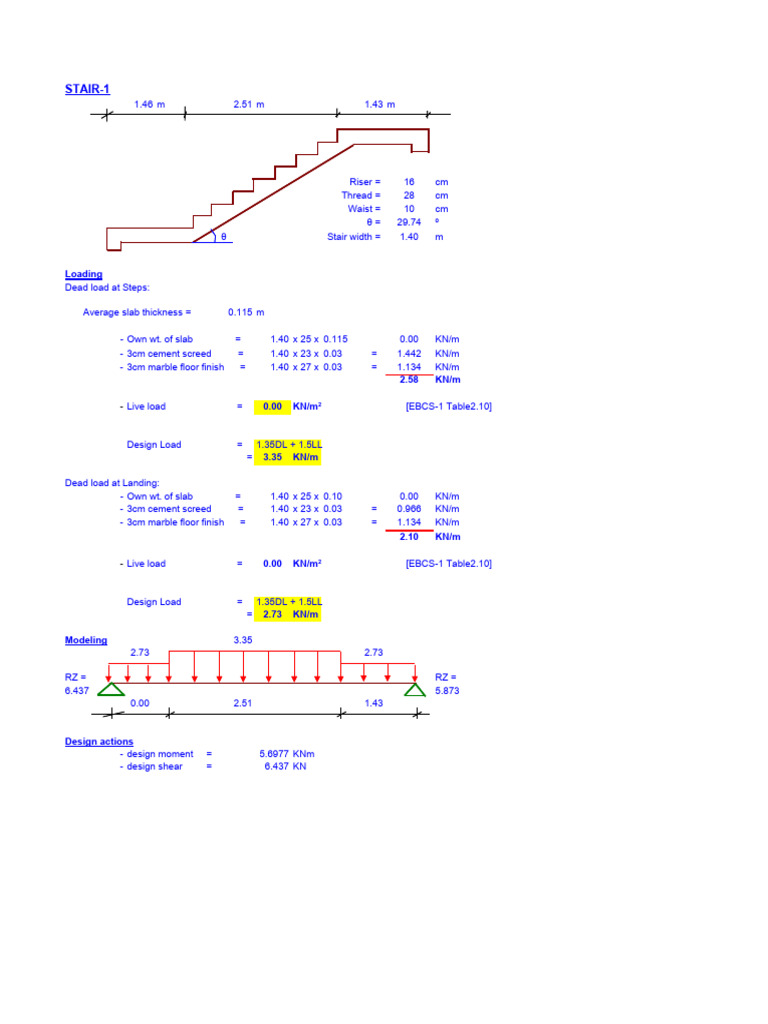 Stair Case Calculation For Loads | PDF | Structural Engineering | Civil ...