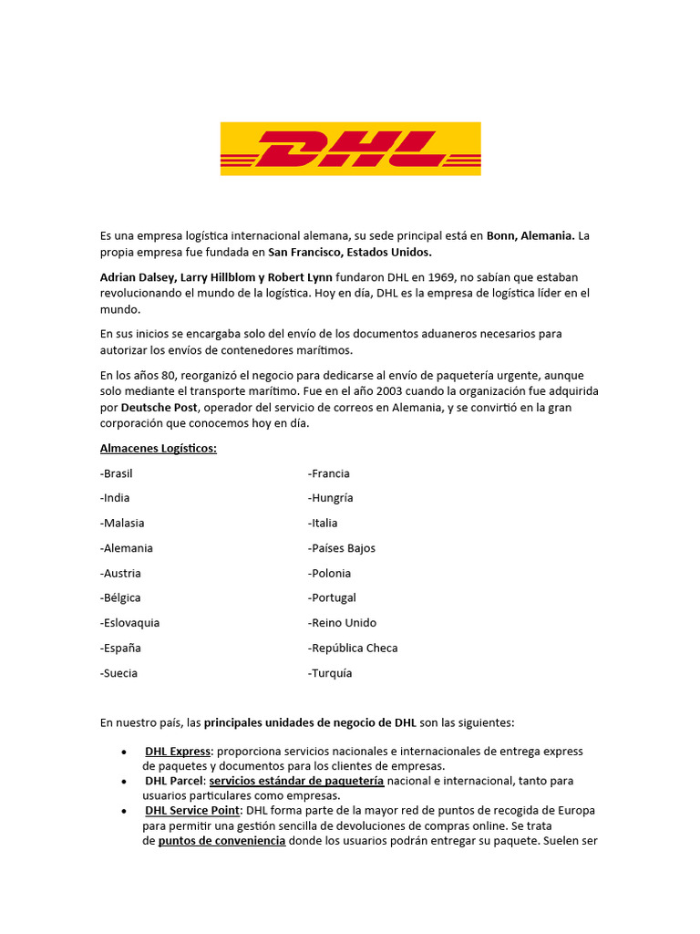 DHL | PDF | Logística | Economias