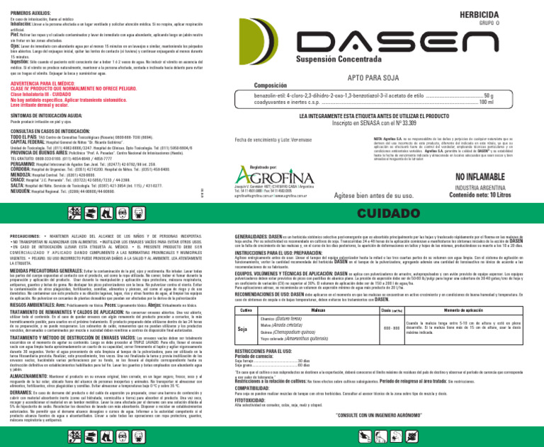 Agrofina-Dasen-Marbete | PDF | Agua | Pesticida