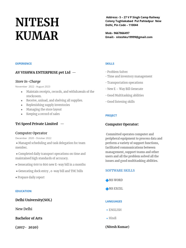 Nitesh Resume | PDF | Computer Architecture | Computing