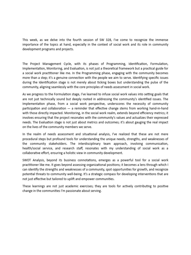 Narrative Report in Social Work 328 Project Development | PDF | Needs ...