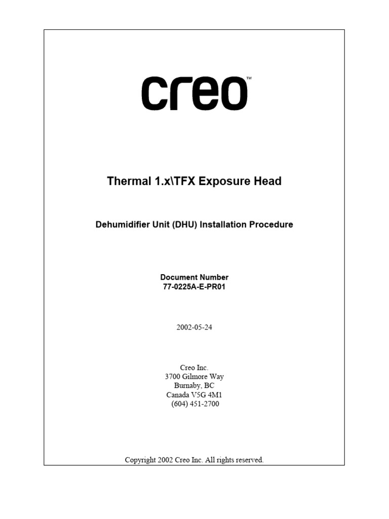 77-0225A-E-PR018123096 TH1.X TFX Dehumidifier Unit (DHU) Installation ...