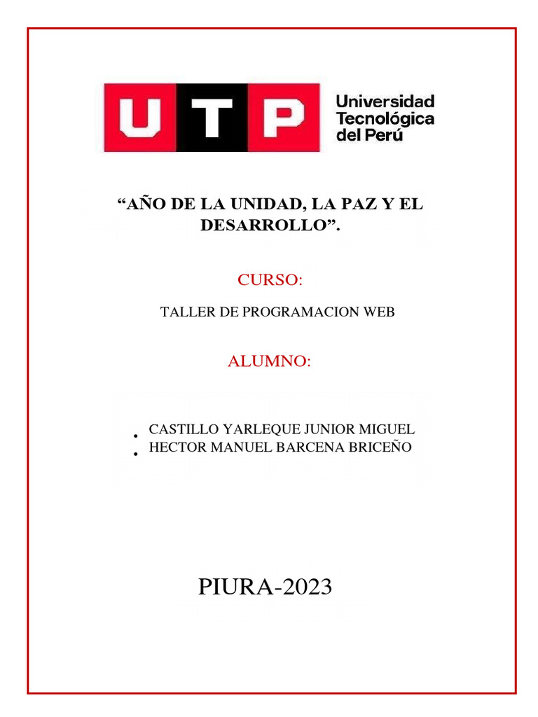 Proyecto Final Taller de Programacion Web | PDF Proyecto Final Taller de Programacion Web | PDF