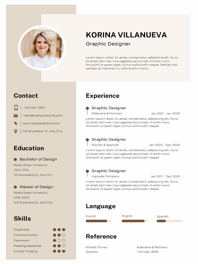 White and Beige Minimalist Graphic Designer Professional Cv Resume ...