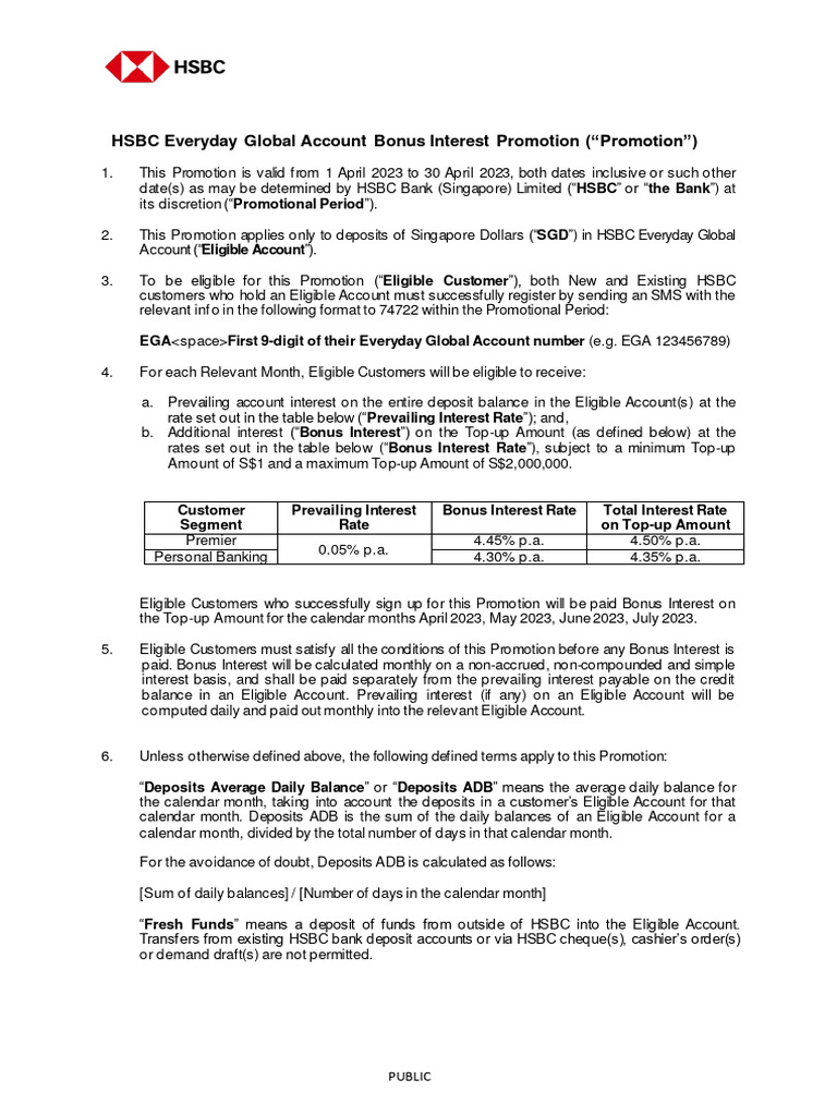 HSBC Everyday Global Account Bonus Interest Promotion | PDF | Deposit ...