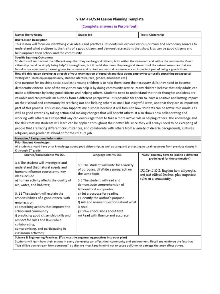 Stem 434 Week 9 5e Lesson Plan 2 Final Draft | PDF | Cognition | Learning