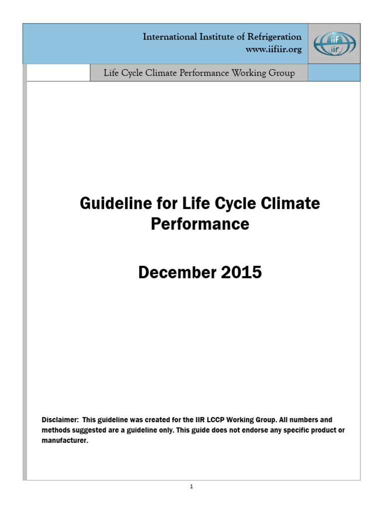Guideline For Life Cycle Climate Performance 2015 | PDF