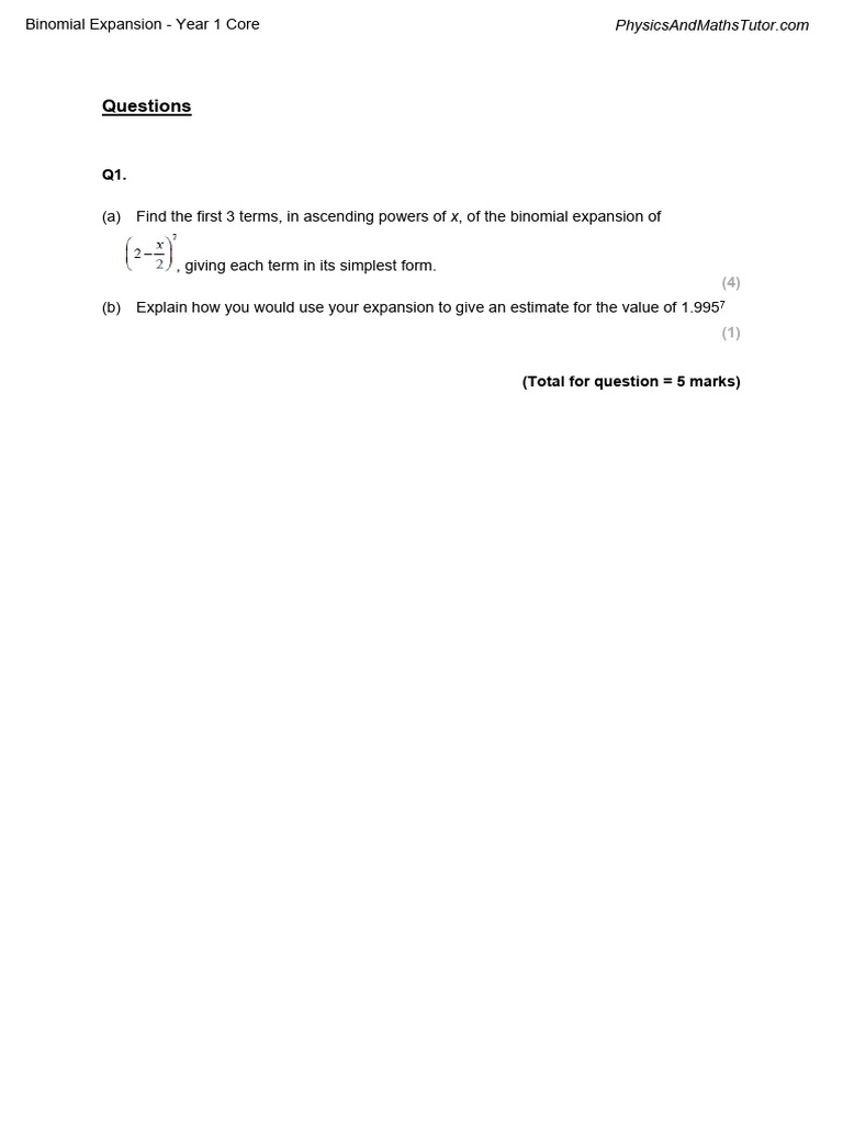 Binomial Expansion | PDF | Mathematics | Algebra