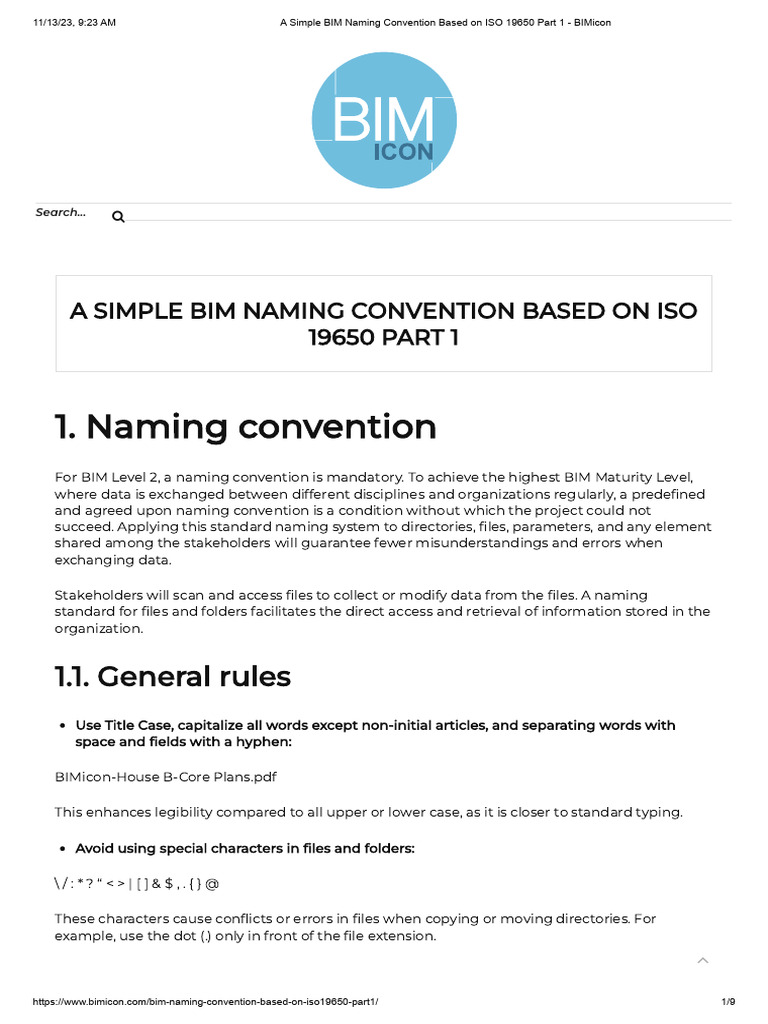 A Simple BIM Naming Convention Based on ISO 19650 Part 1 - BIMicon | PDF | Computer File ...
