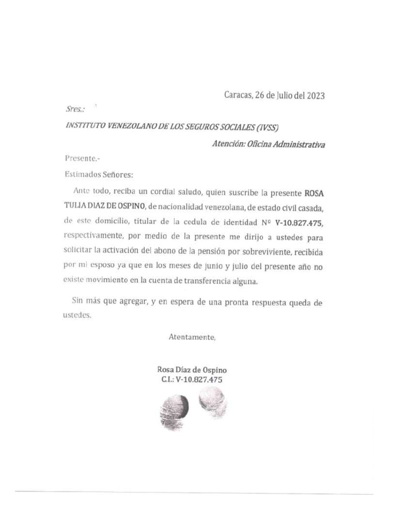 CARTA EXPLICATIVA IVSS | PDF