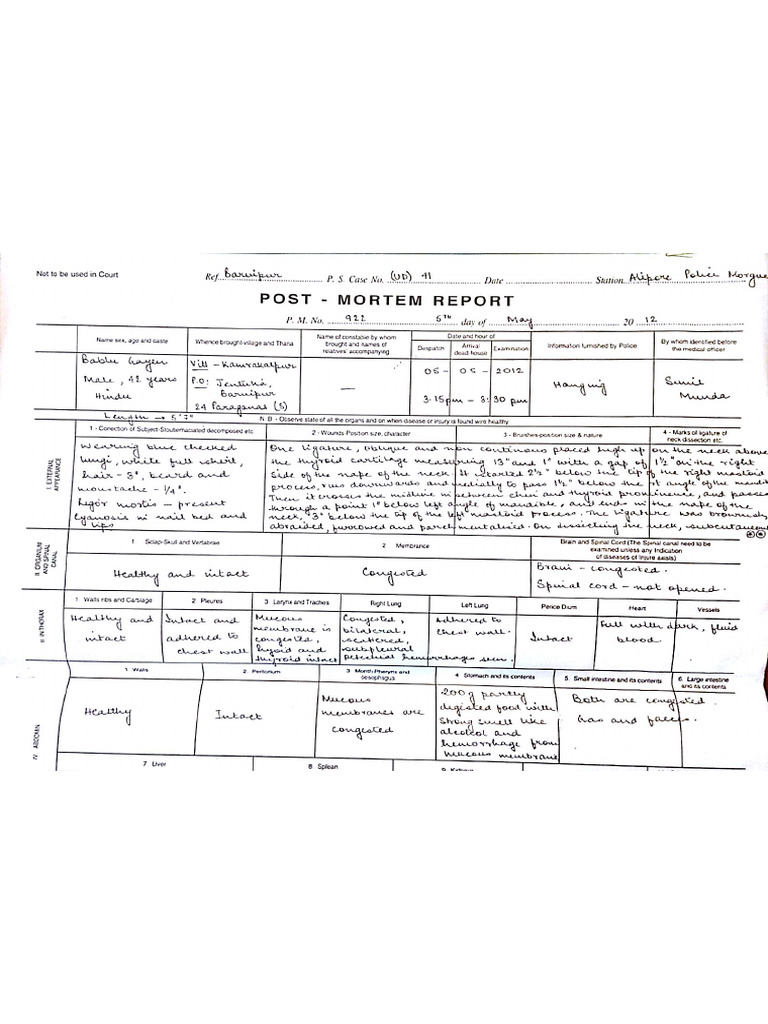 FMT Post Mortem Reports | PDF FMT Post Mortem Reports | PDF