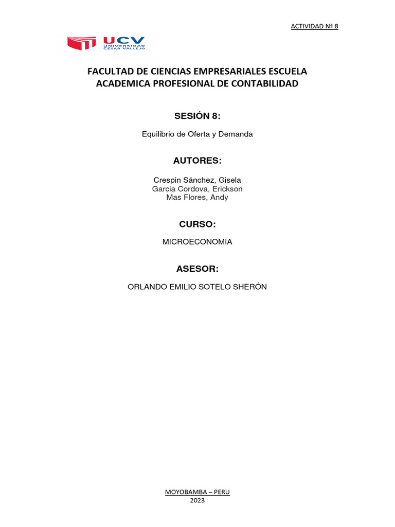 Actividad de Sesion 8 | PDF | Oferta (economía) | Precios