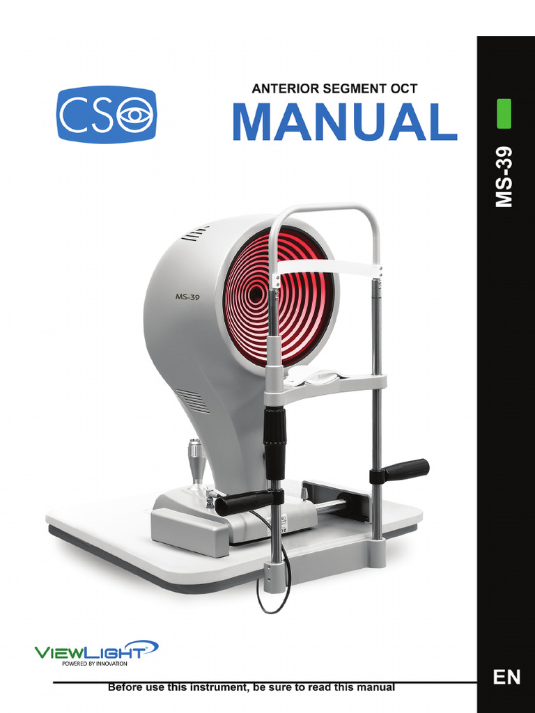MS-39 OCT Device User Instructions | PDF | Cornea | Medical Device