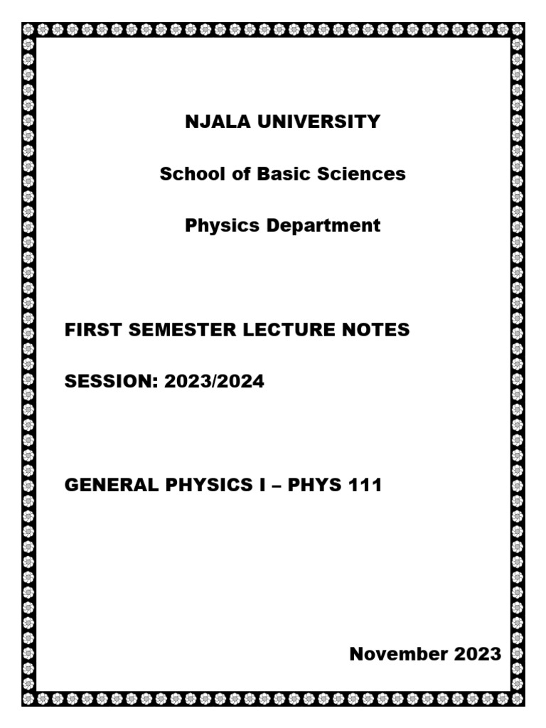 Phys 111 - Lecture Notes | PDF | International System Of Units | Force Phys 111 - Lecture Notes | PDF | International System Of Units | Force