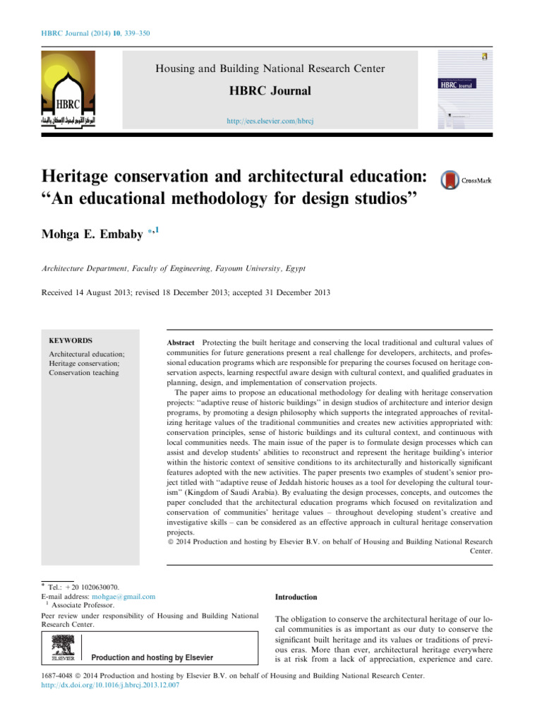 Heritage Conservation and Architectural Education | PDF | Methodology ...