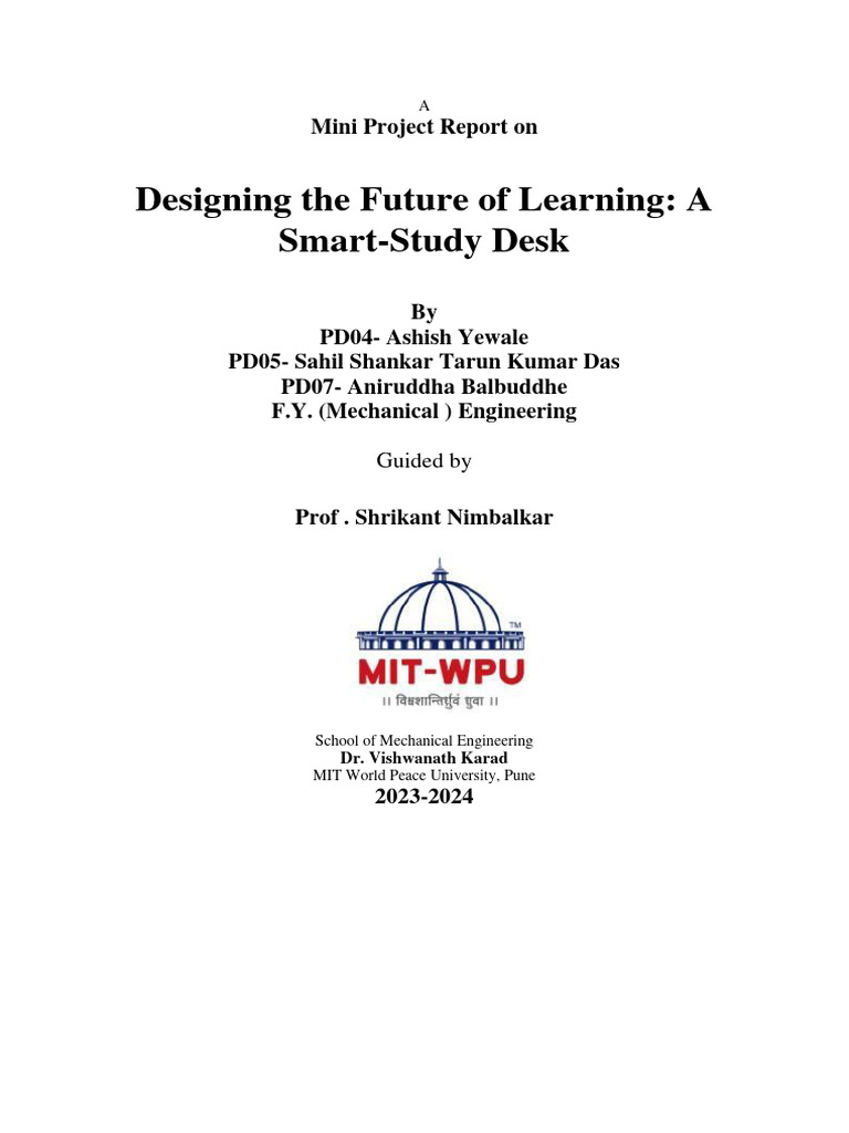Smart Study Desk - Mini Project Report - PD-04!05!07 | PDF | Desk | Laptop