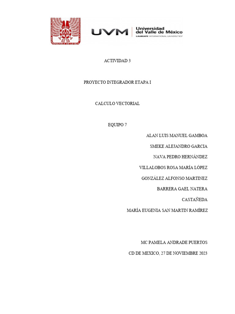 ACTIVIDAD 7 EQUIPO 7 PROYECTO INTEGRADOR 3 | PDF | Esfera | Sistema coordinado