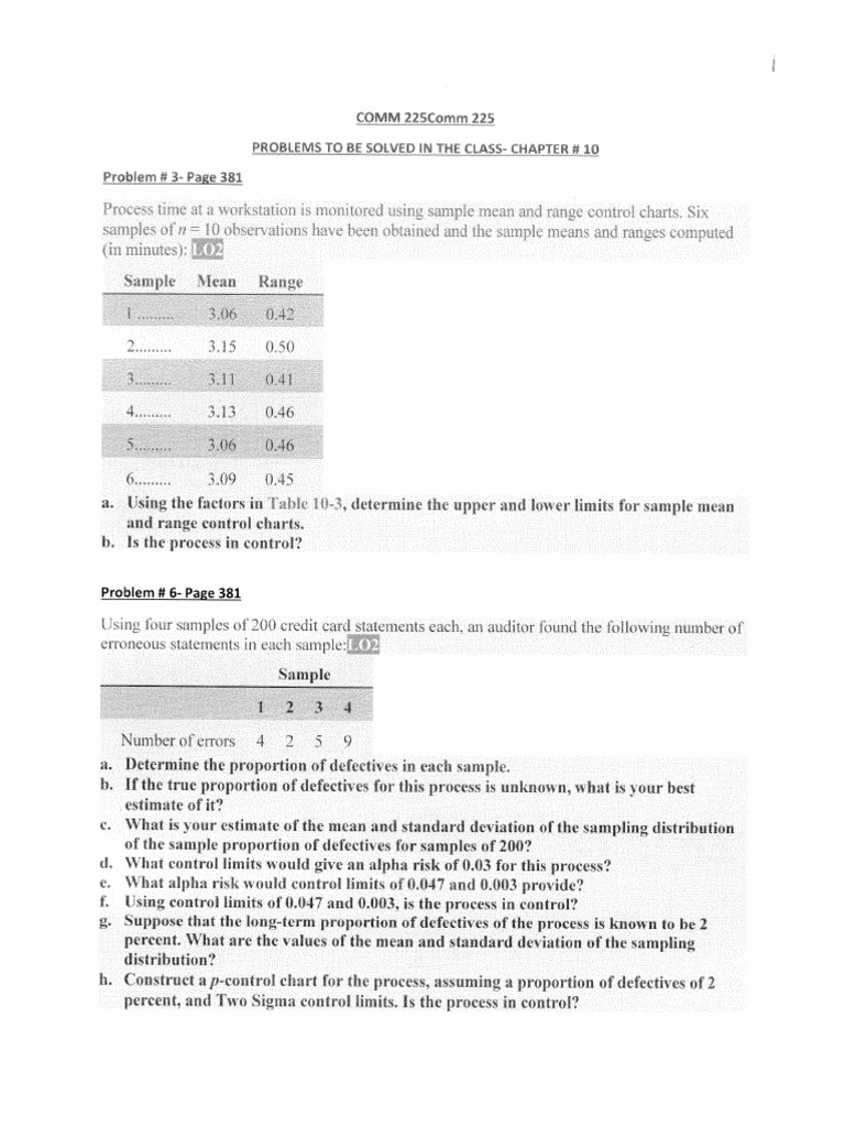 COMM 225 CHAPTER # 10 Exercises and Answers | PDF