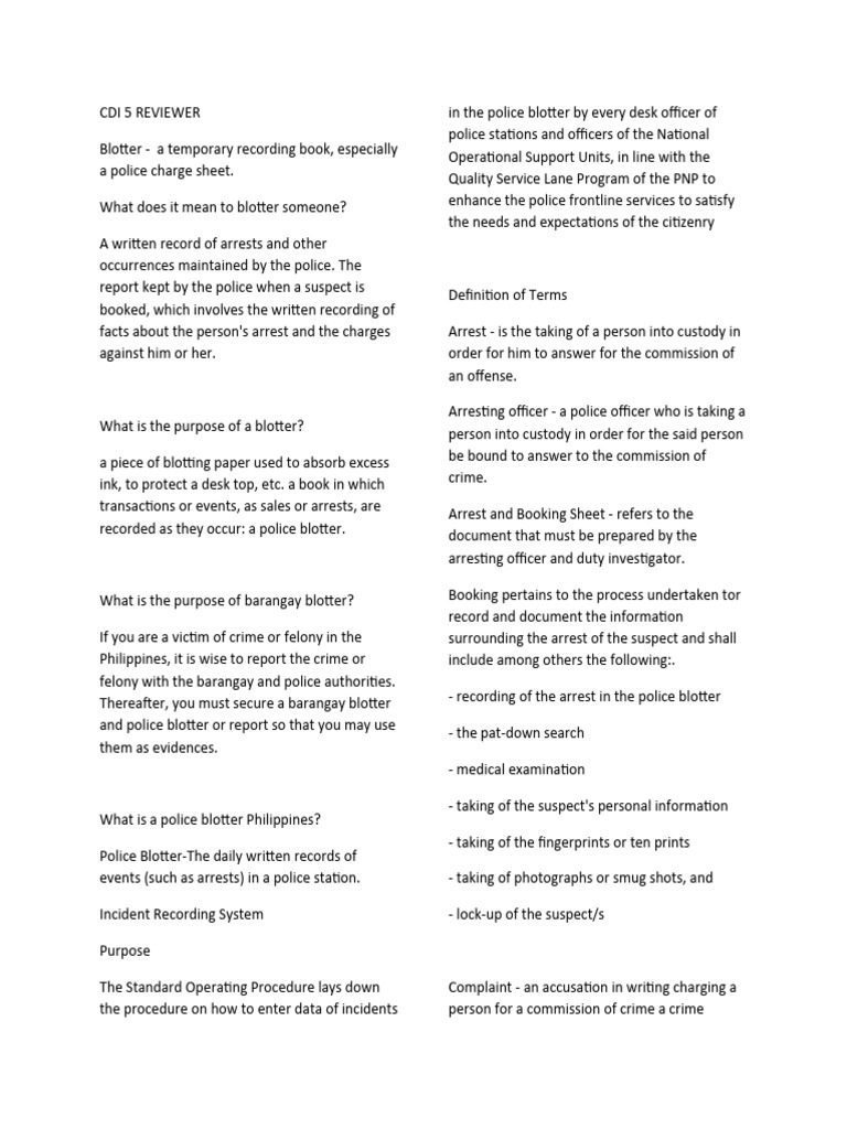 CDI 5 REVIEWER WPS Office | PDF | Police | Crime Scene