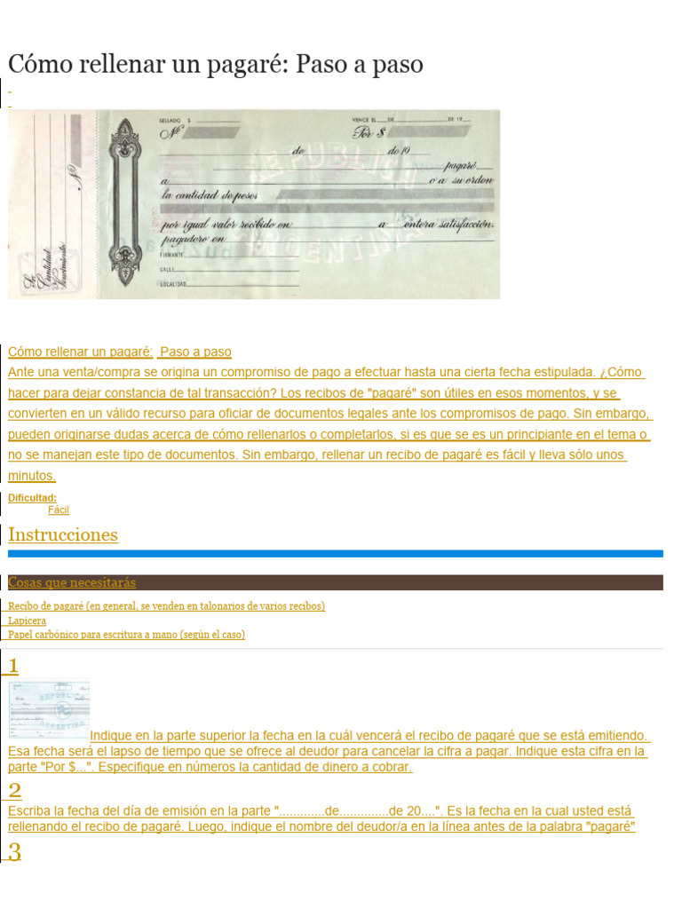 Cómo Rellenar Un Pagaré | PDF | Pagos | Economias