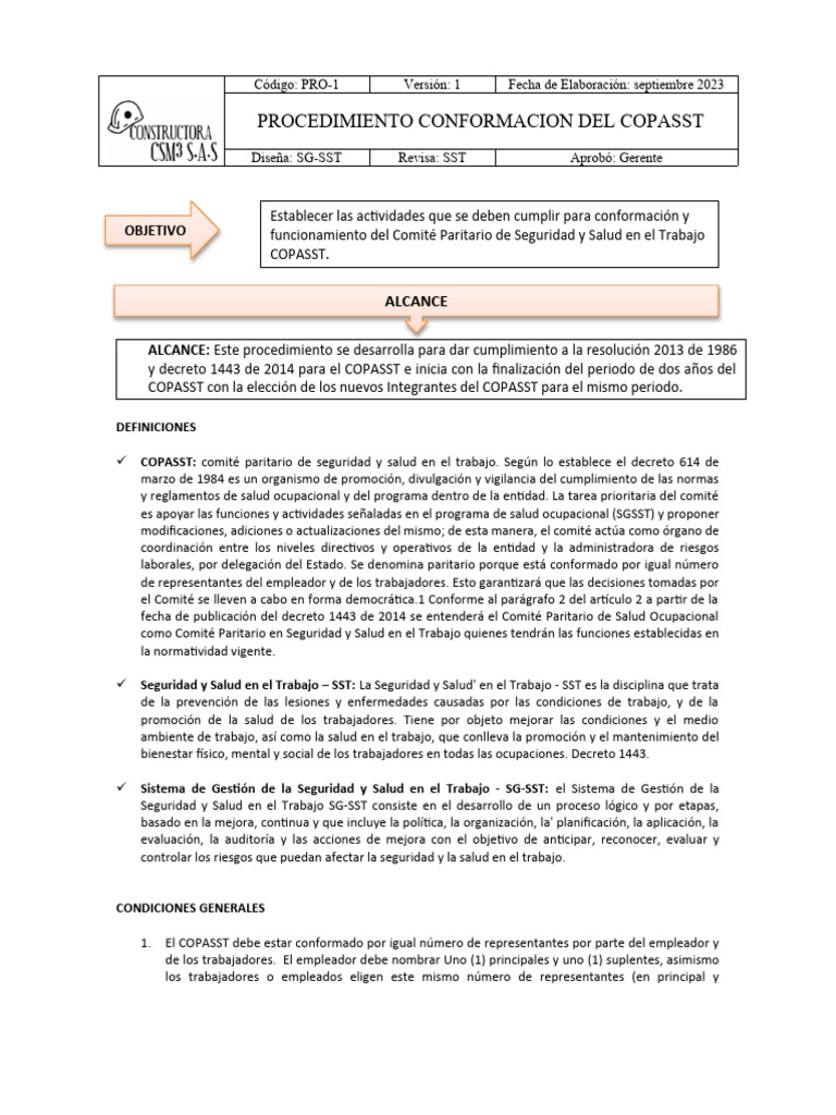 Conformación y Funciones del COPASST | PDF | Seguridad y salud ocupacional | Gobierno