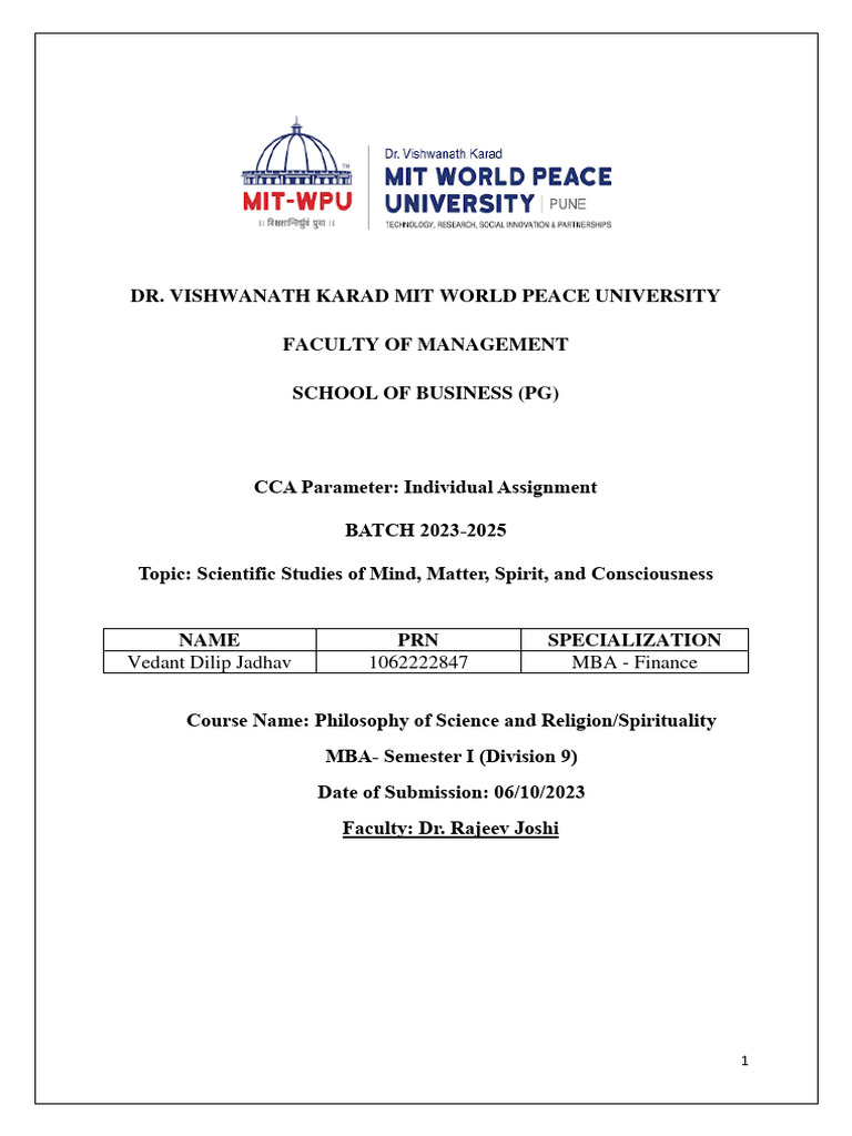 PEACE ASSIGNMENT (Vedant Jadhav) - 1062222847 | PDF | Chemical Elements ...