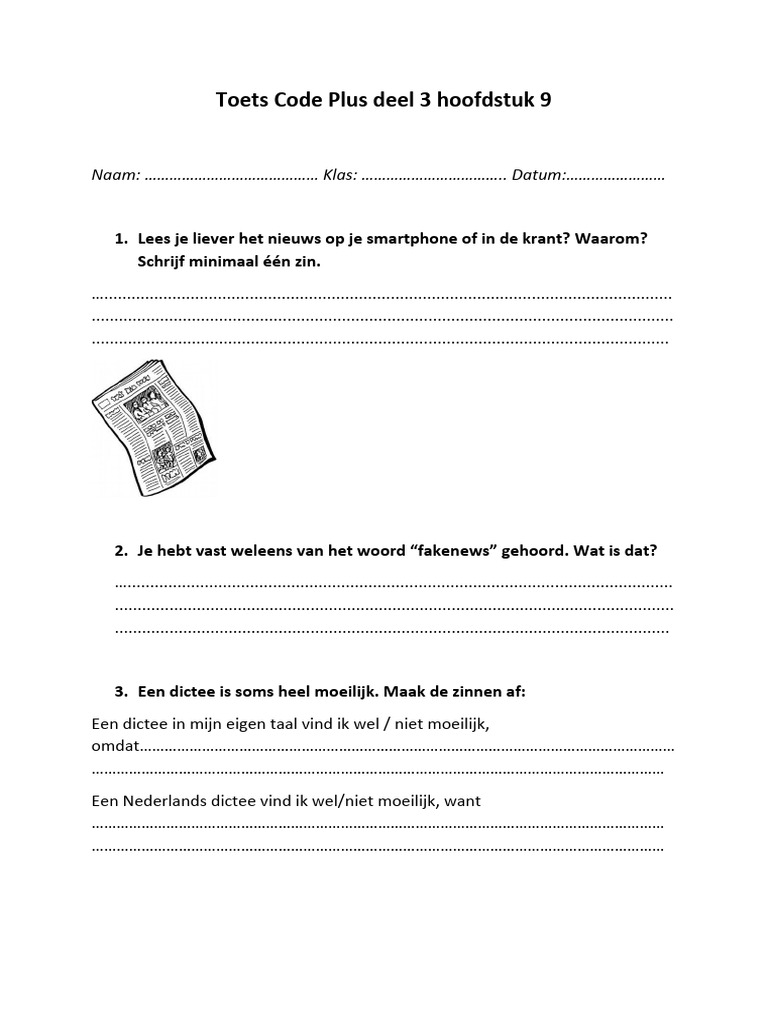 Toets Code Plus 3 H 09 | PDF