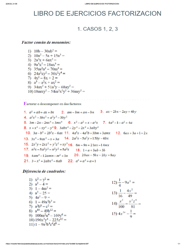 Ejercicios De Factorizacion Resueltos Pdf