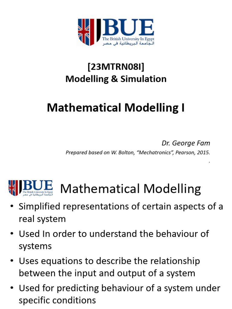 23MTRN08I Lec 6 - Mathematical Modeling I | PDF | Mathematical Model | Electrical Network