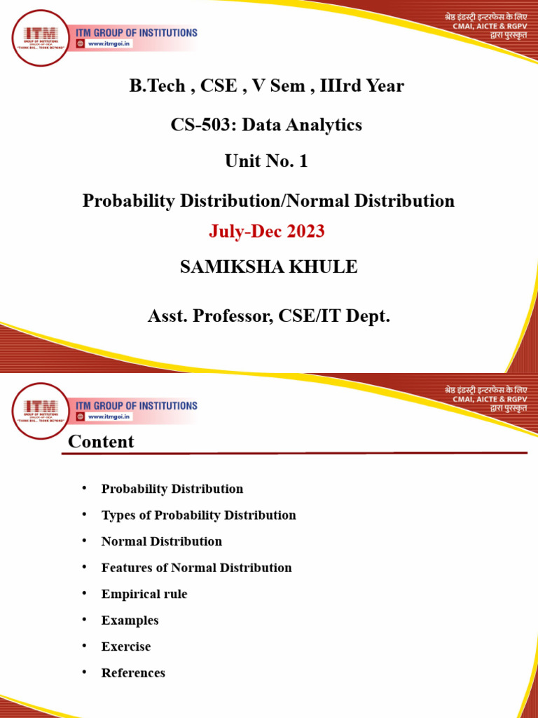 Normal Distribution Cs-503 | PDF | Normal Distribution | Standard Deviation