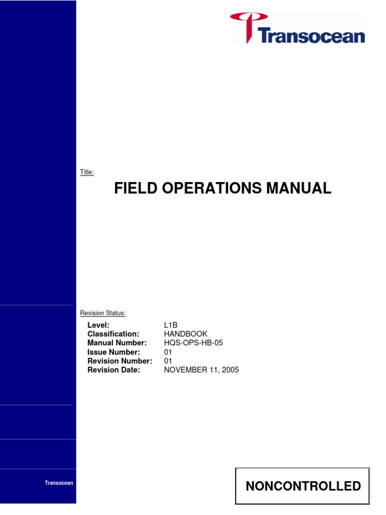Transocean Field Ops Manual | PDF | Chief Operating Officer | Policy