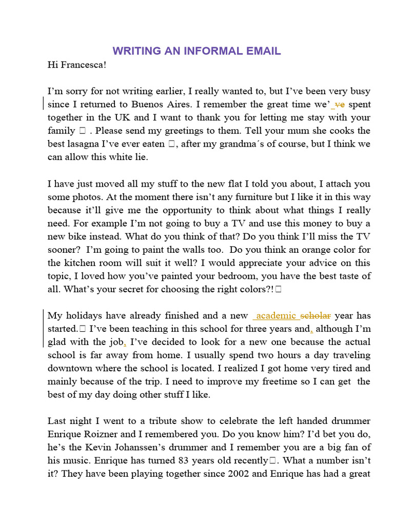Writing An Informal Email | PDF