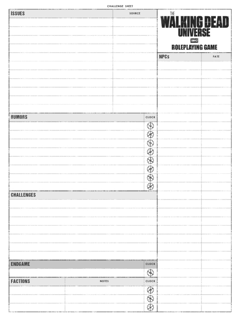 TWDU Challenge Sheet PF | PDF