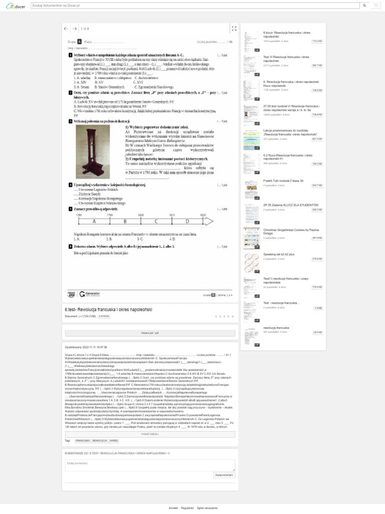 6.test - Rewolucja Francuska I Okres Napoleoński - Pobierz PDF Z Docer ...