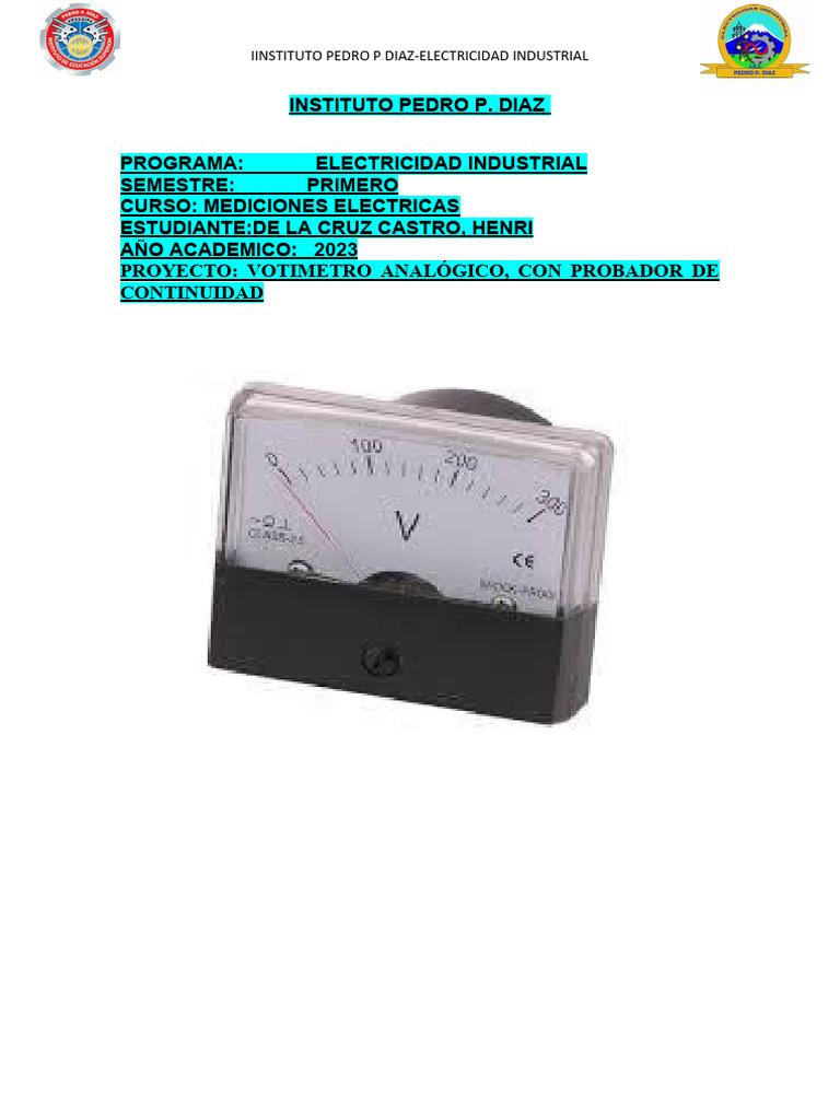 Voltímetro Analógico Casero | PDF | voltaje | Resistencia Eléctrica y ...