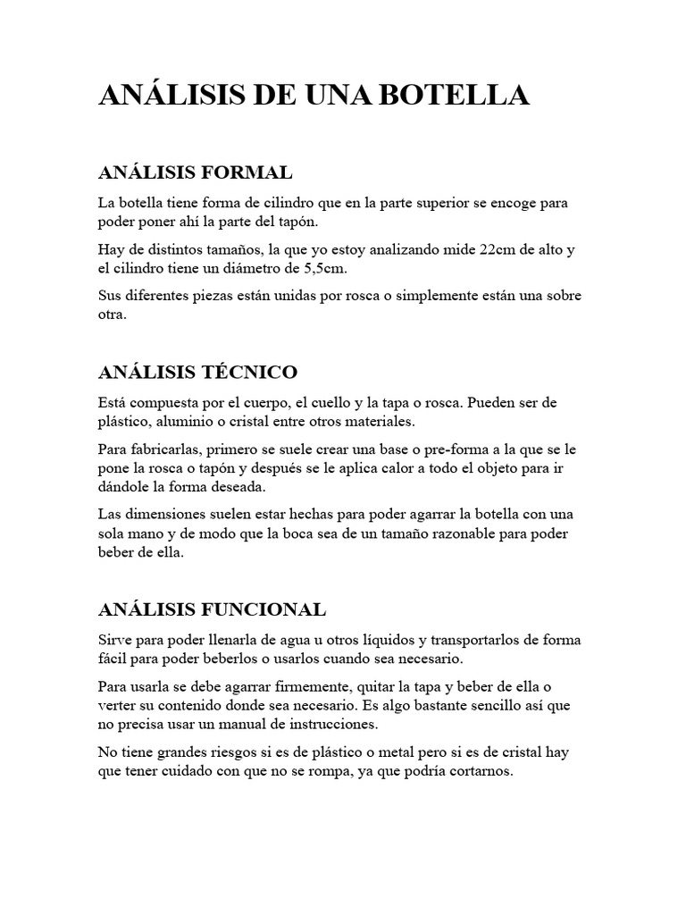 Análisis de una botella | PDF