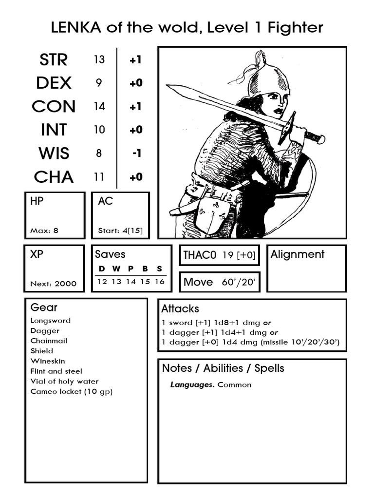 CMS_Sepulchre_of_Dusk_PC_Lenka_Level_1_Fighter_OSE | PDF