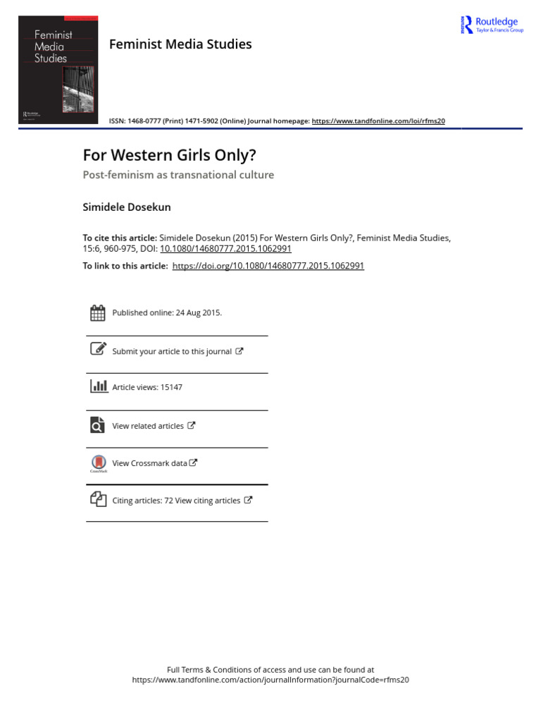 For Western Girls Only | PDF | Feminism | Gender Studies