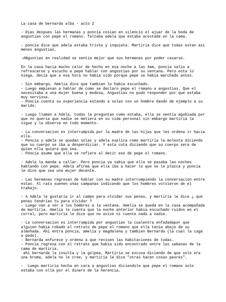 La Casa de Bernarda Alba - Acto 2 | PDF | Novela negra, policíaca y ...