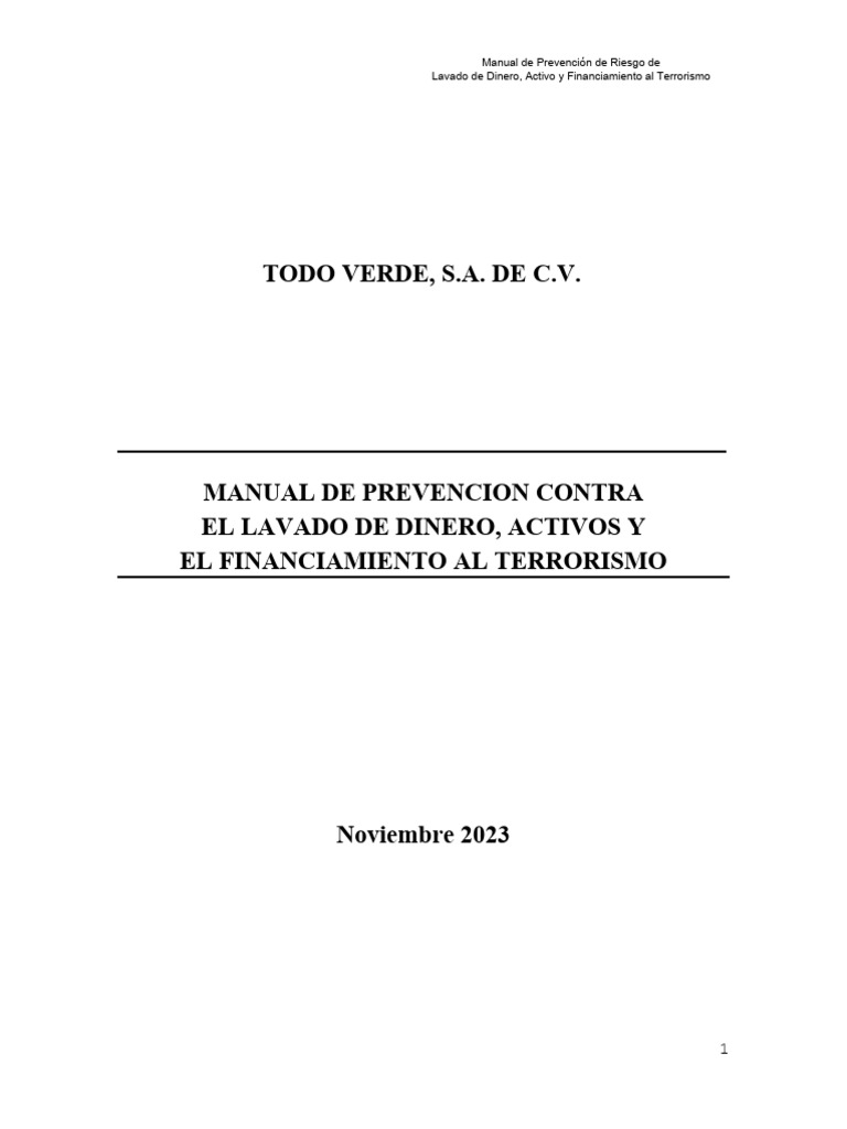 Manual de PLD-FT | Descargar gratis PDF | Lavado de dinero | Efectivo