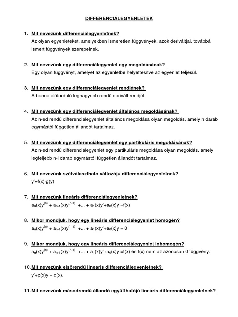 Diff Egyenlet Elmelet | PDF